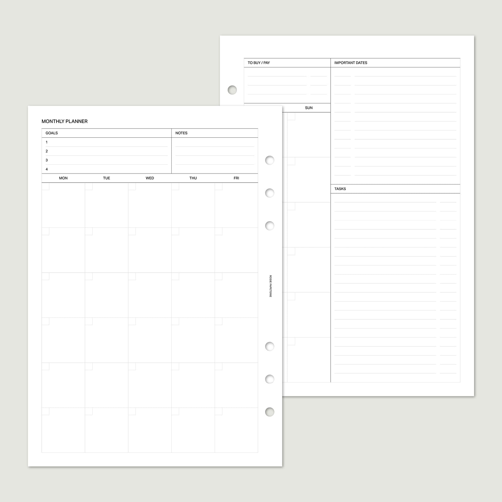 Undated Month on 2 Pages - PDF – Rosie Papeterie