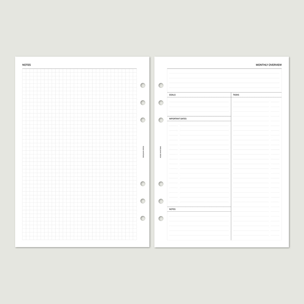 Undated Month on 4 Pages - PDF – Rosie Papeterie