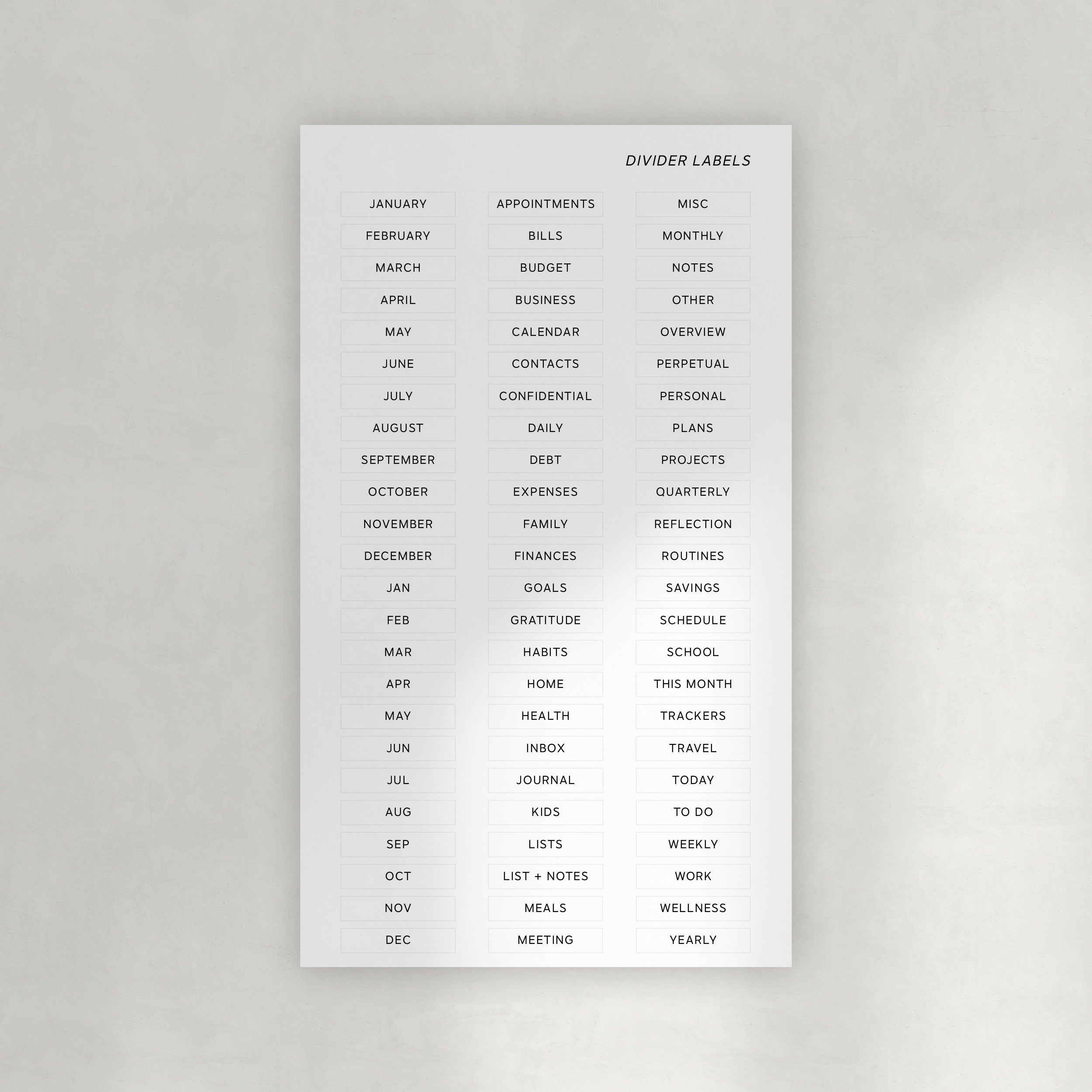 Divider Labels – Rosie Papeterie